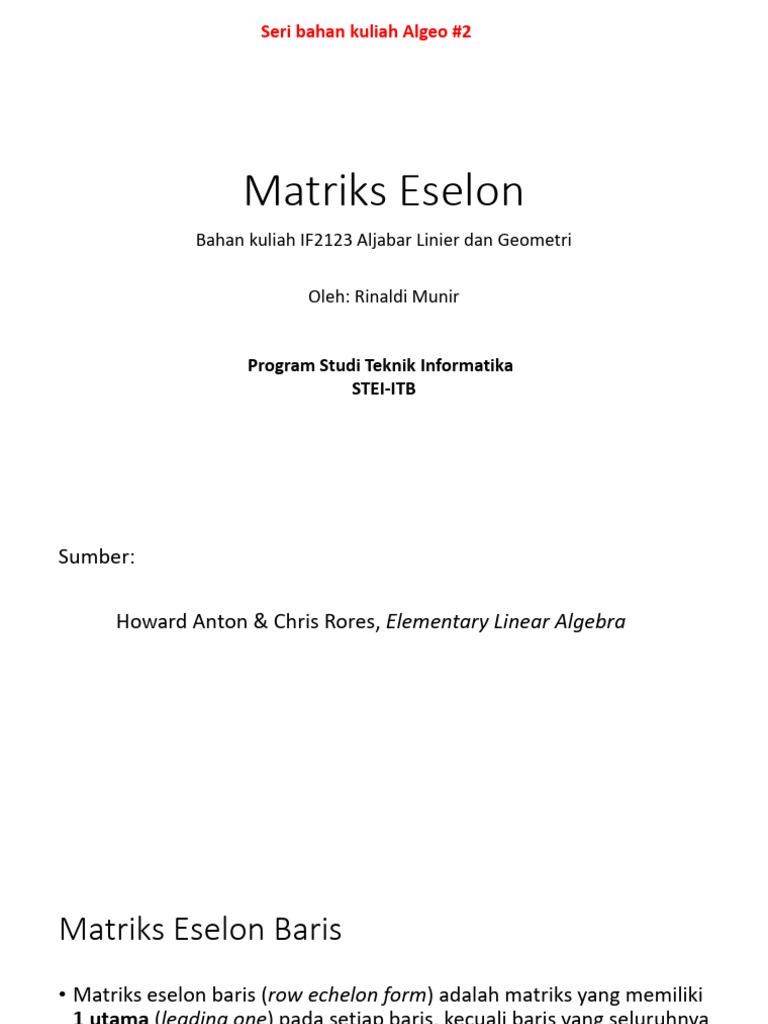 Matriks Eselon | PDF