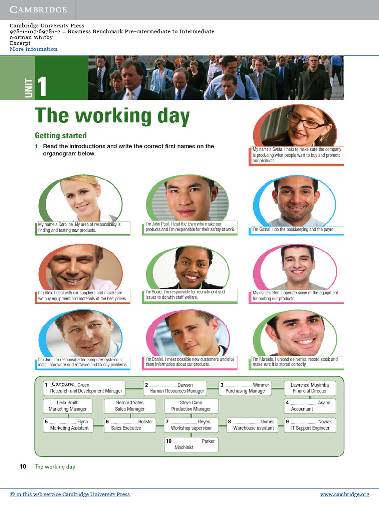 Business Benchmark2 Pre Intermediate Students Book Bulats 1st Unit | PDF