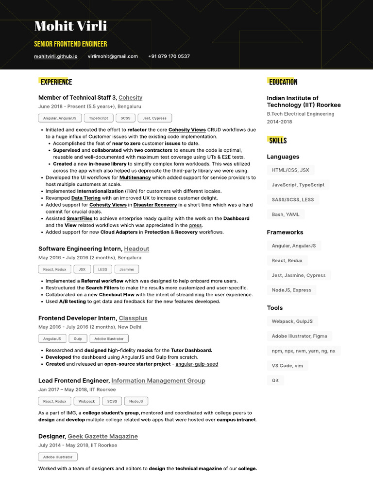 Resume - Mohit Virli | PDF