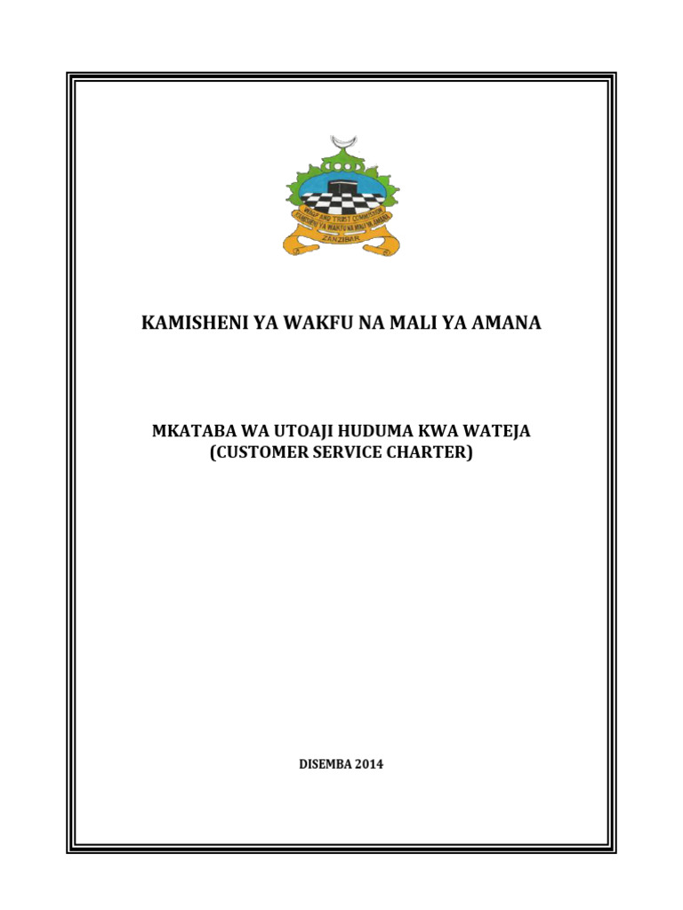 Mkataba Wa Huduma Kwa Wateja | PDF
