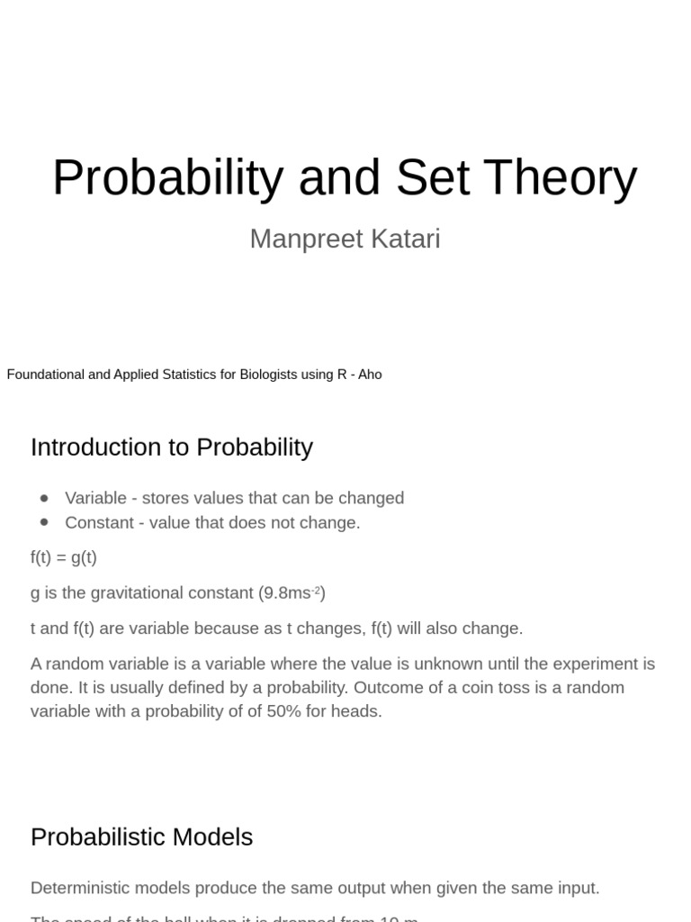 Stats ProbabilitySetTheory | PDF