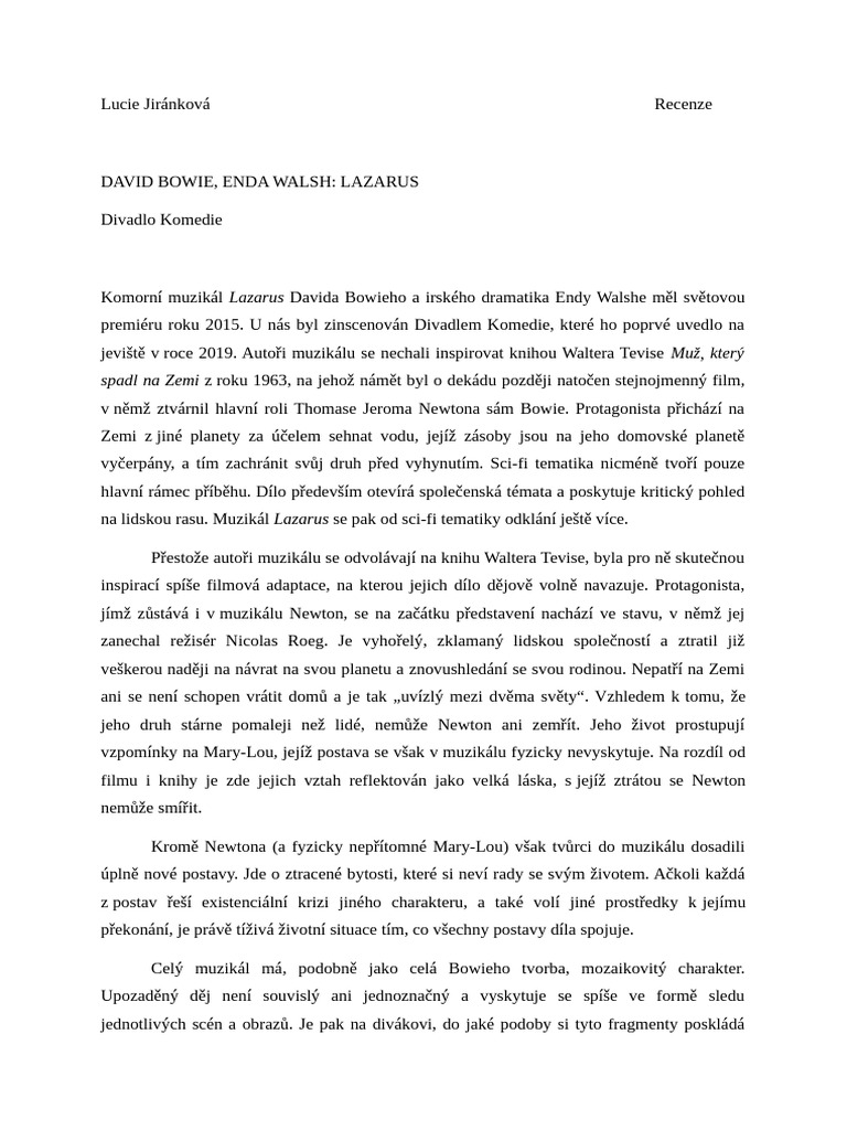 Recenze Lazarus | PDF