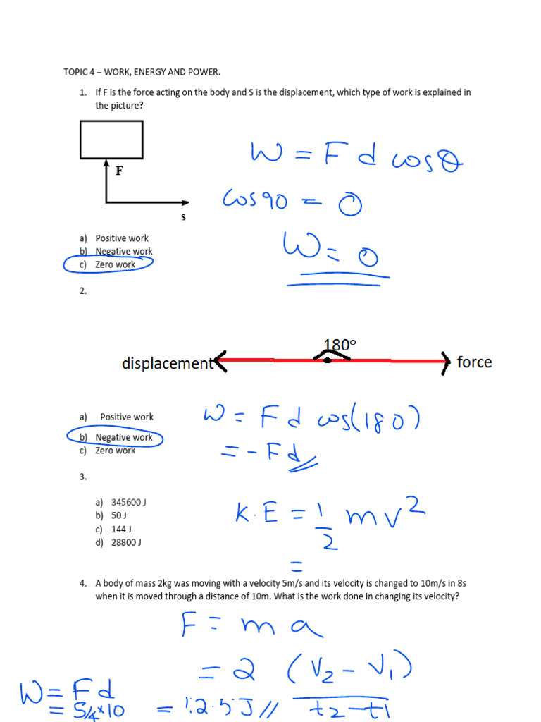 TOPIC 4 - Work Energy Power Solved in Class | PDF