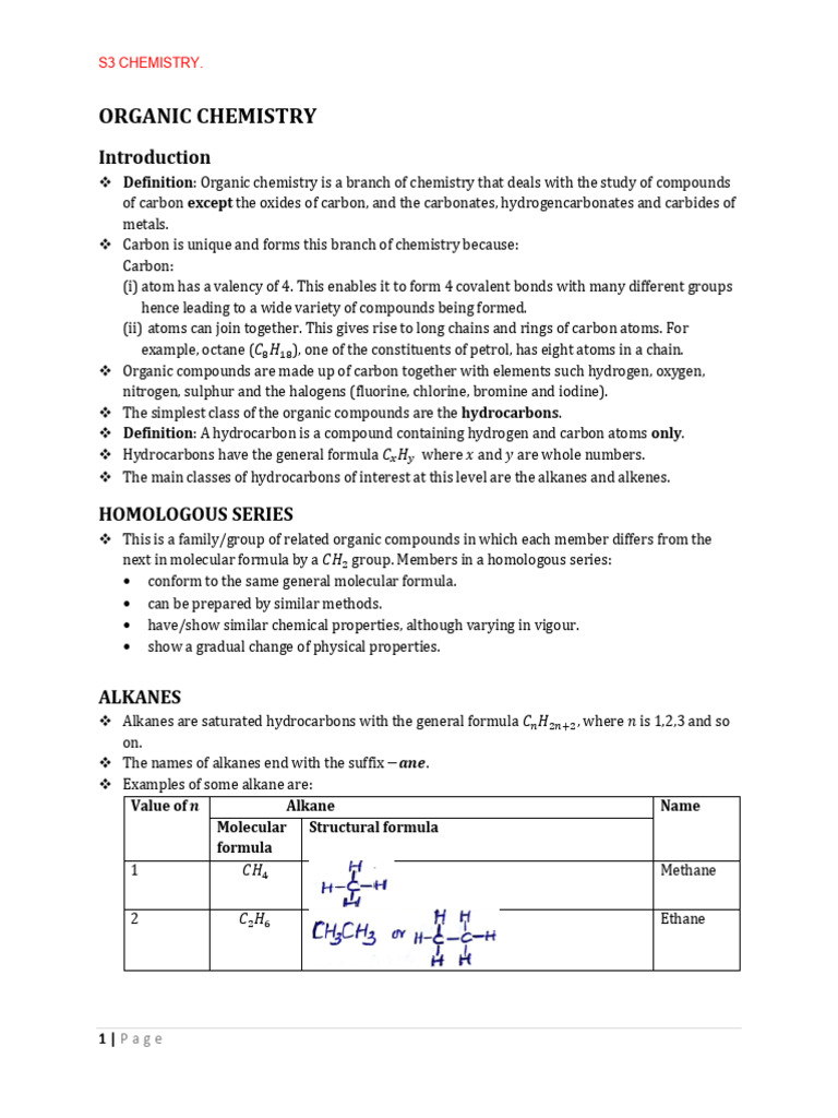 Organic Chemistry S3 | PDF