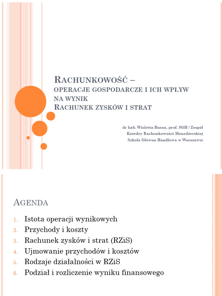 RZiS Operacje Wynikowe Wyklad 5 | PDF