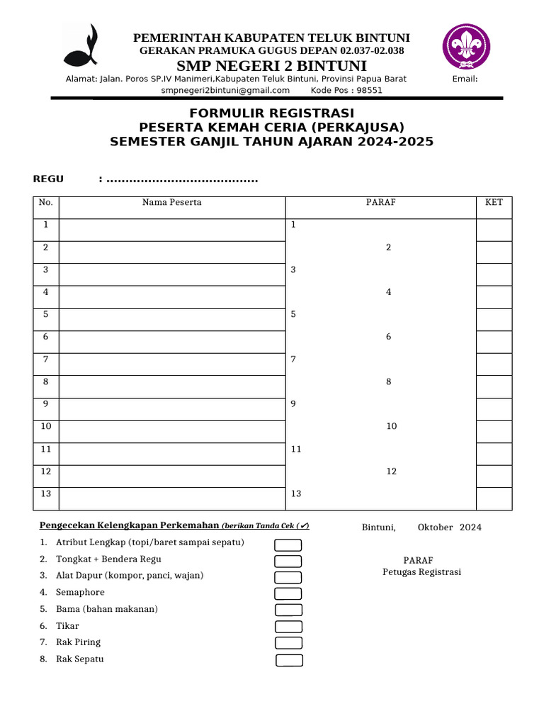 Formulir Registrasi | PDF