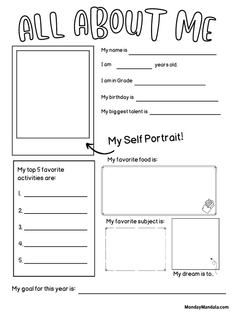 All About Me Coloring and Drawing Template | PDF