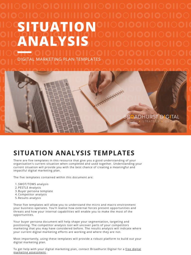 Situation Analysis Template For Digital Marketing Planning | PDF
