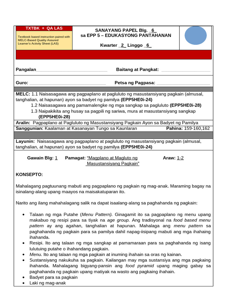 EPP 5 WEEK 6 LAS DONE | PDF