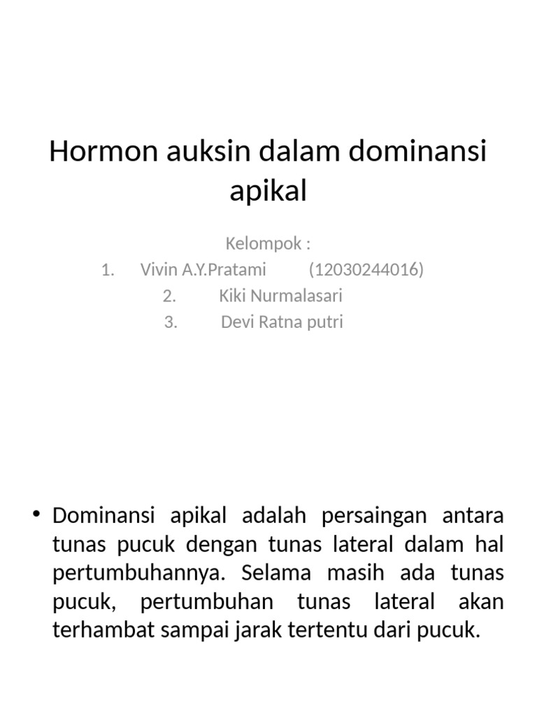 Hormon Auksin Dalam Dominansi Apikal | PDF