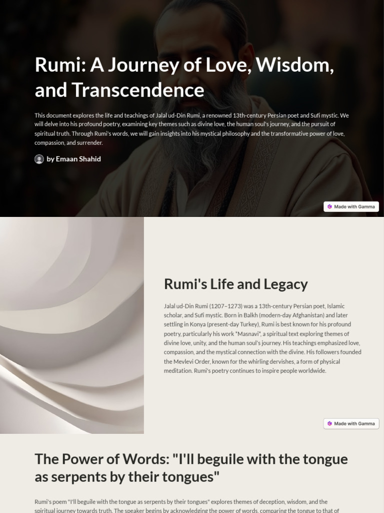 Rumi A Journey of Love Wisdom and Transcendence | PDF