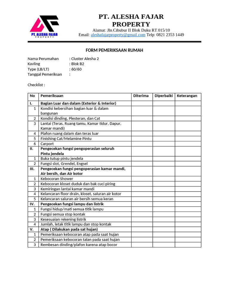 Form Cheklist Bangunan | PDF