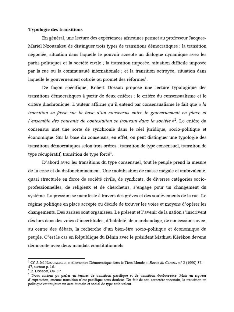 Typologie Des Transitions | PDF