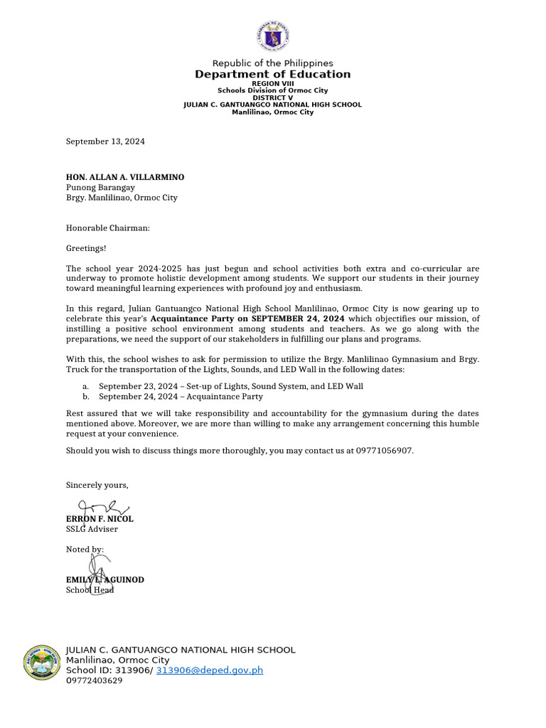 Letter of Request (BRGY.) | PDF | Social Science