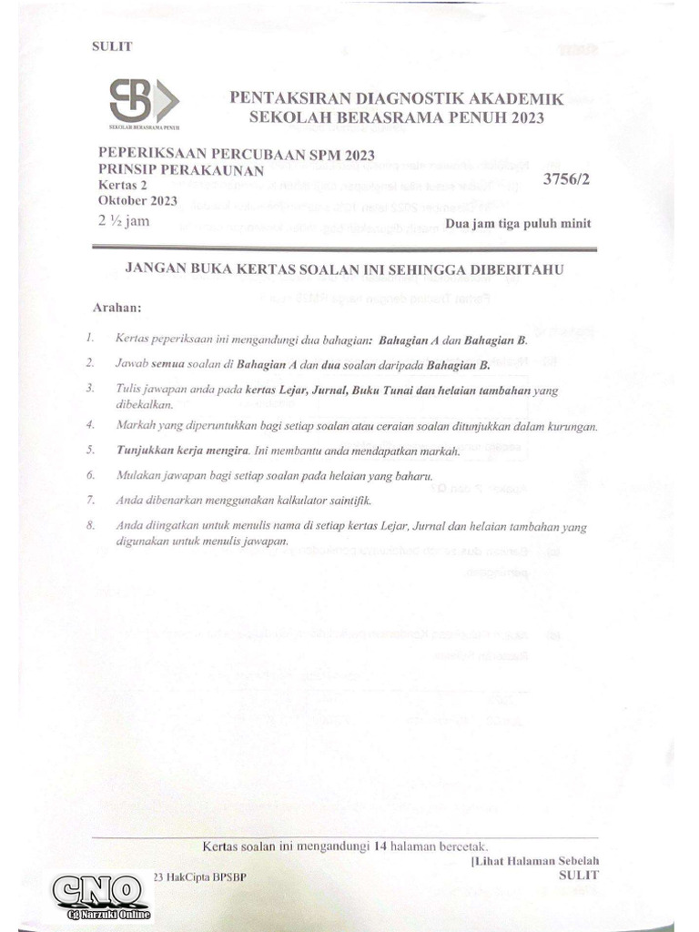 2023 SBP Prinsip Perakaunan K2 | PDF