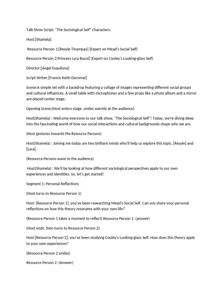Talk Show Scrip | PDF