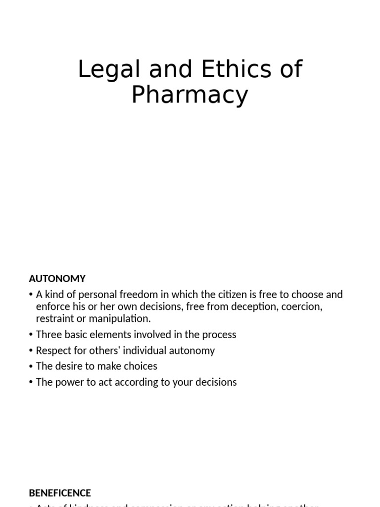 Legal and Ethics of Pharmacy 1 | PDF