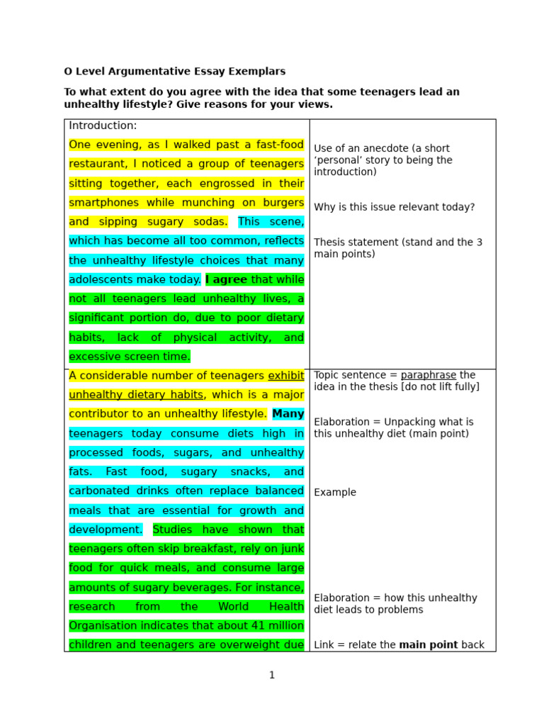 O Level Argumentative Essay Exemplars | PDF