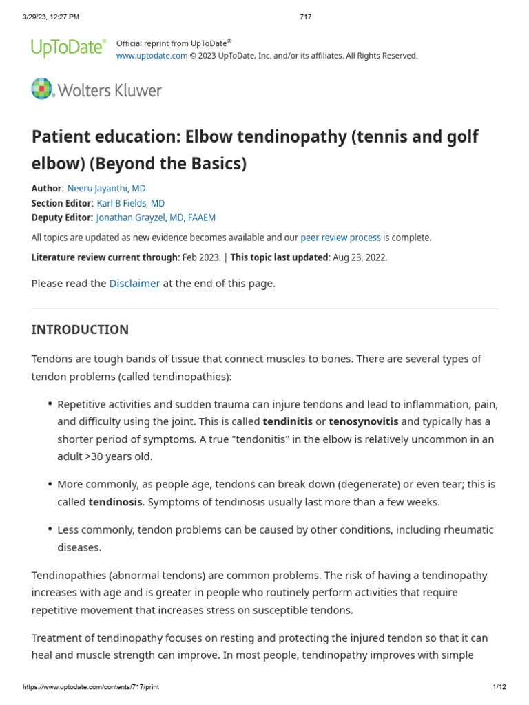 Patient Education: Elbow Tendinopathy (Tennis and Golf Elbow) (Beyond ...