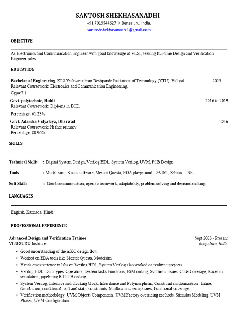 Santosh DV New CV | PDF