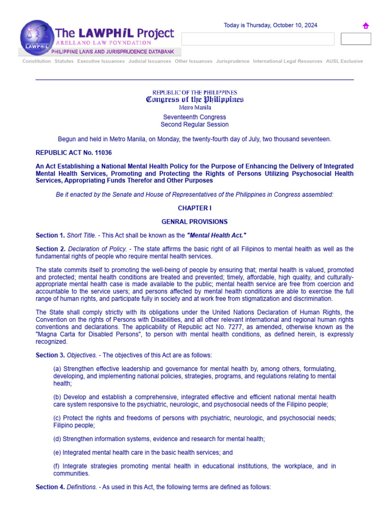 Republic Act No. 11036 | PDF