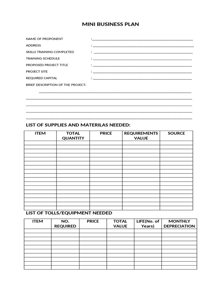 Mini Business Plan Final | PDF