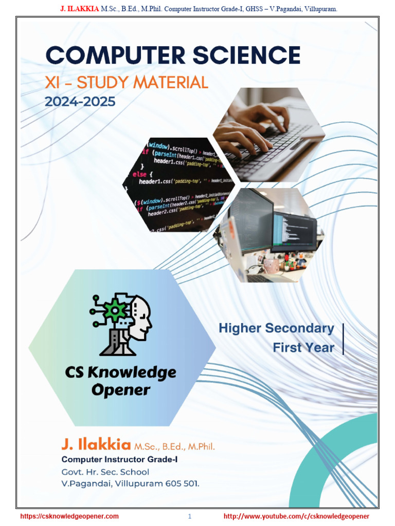 XI - CS EM STUDY MATERIAL 2024-2025 | PDF