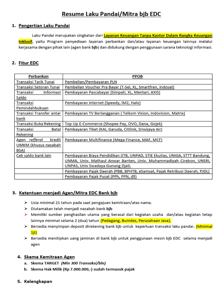 Resume Mitra Edc Bank BJB | PDF