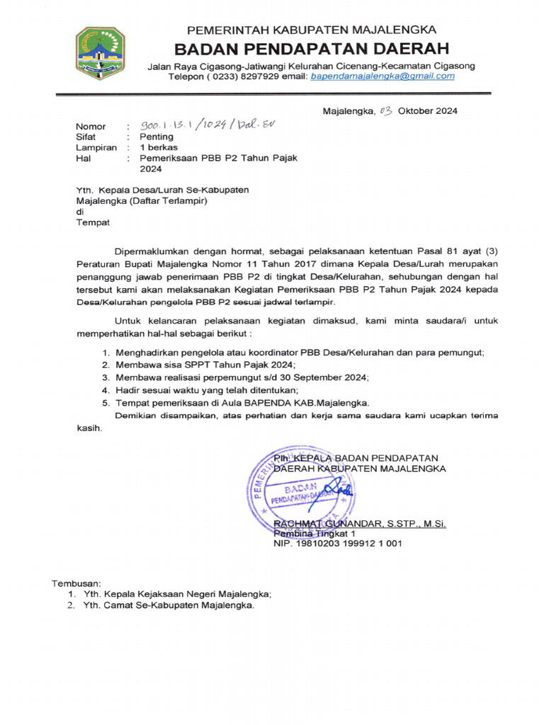 Pemeriksaan PBB P2 Tahun Pajak 2024 | PDF