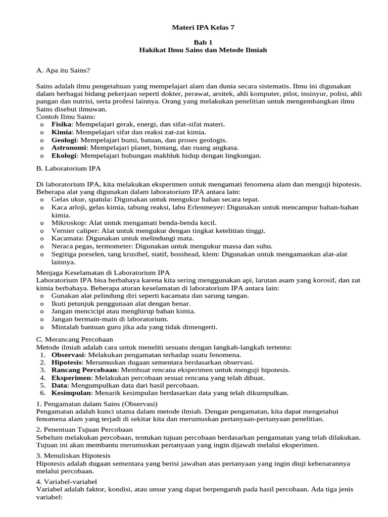 Materi IPA Kelas 7 | PDF