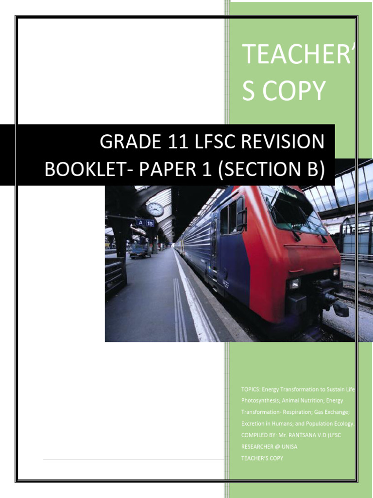 LFSC GRD 11 p1 Revision Booklet (Section B) - Teacher's | PDF