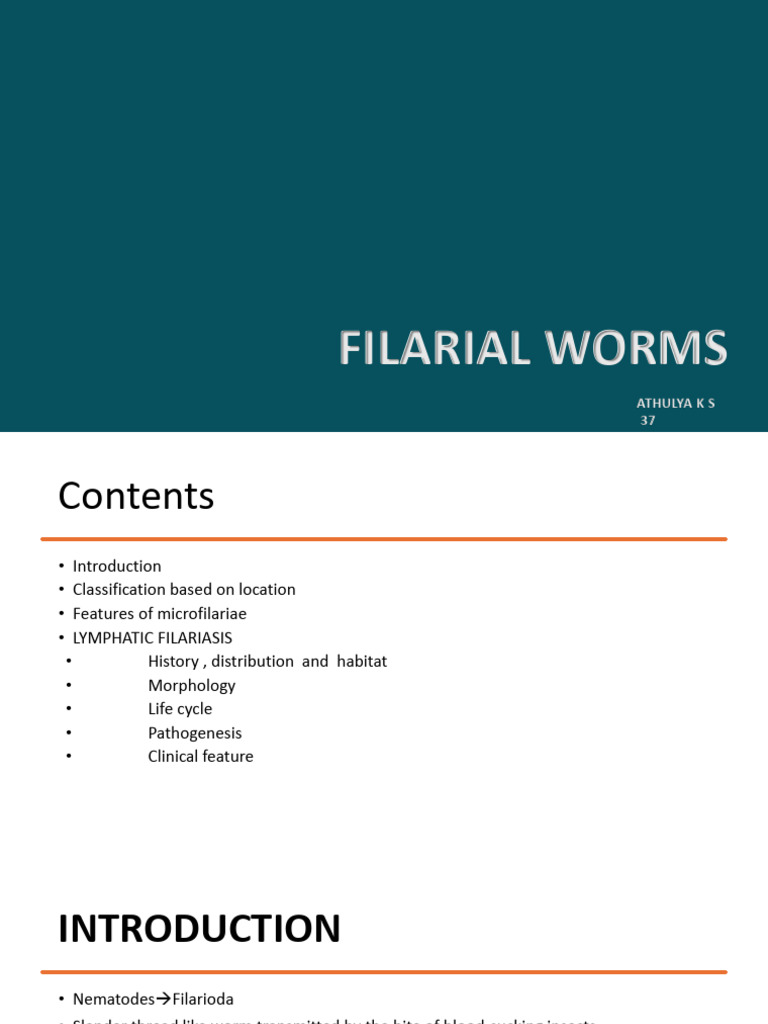 Filarial Worms - Athulya K S | PDF
