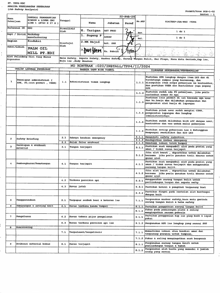 Jsa-Spk 020 2024-Cv - Putri Mandiri-Install Penggantian Ribbon & Liner ...