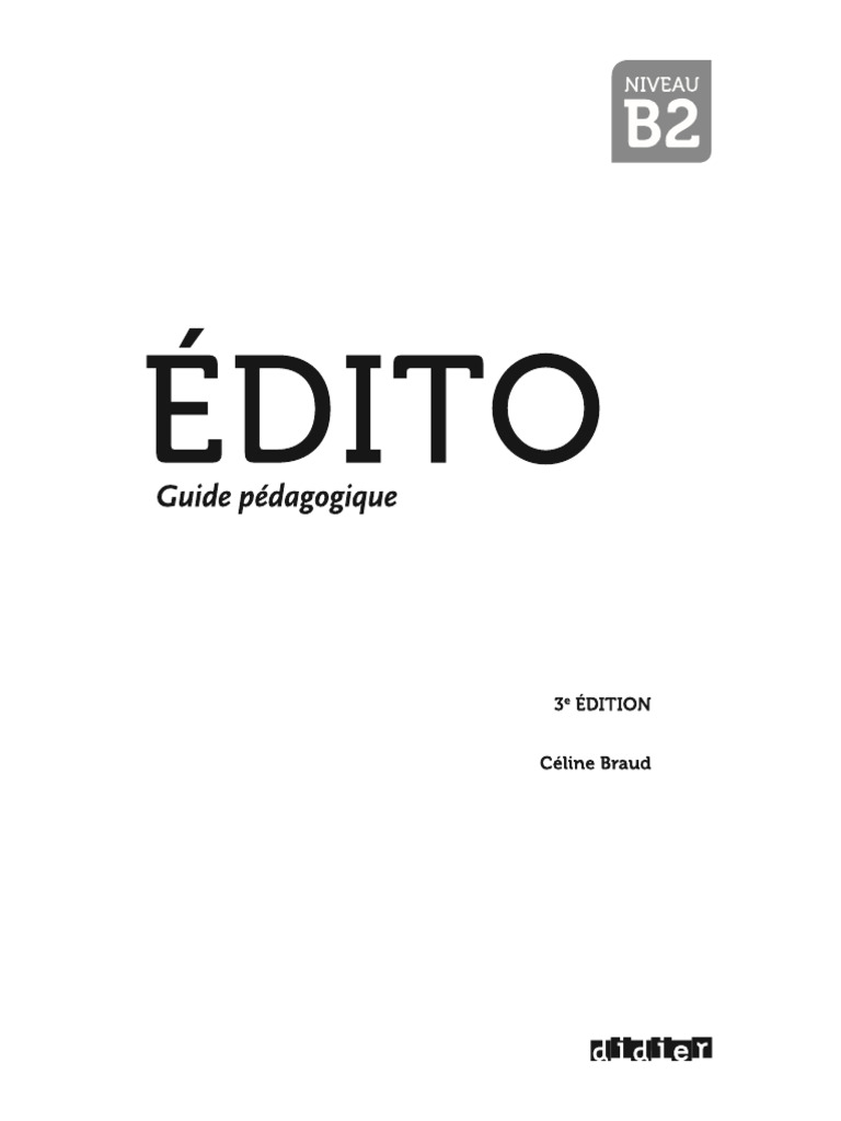 Guide Pédagogique Edito B2 3ème Édition | PDF