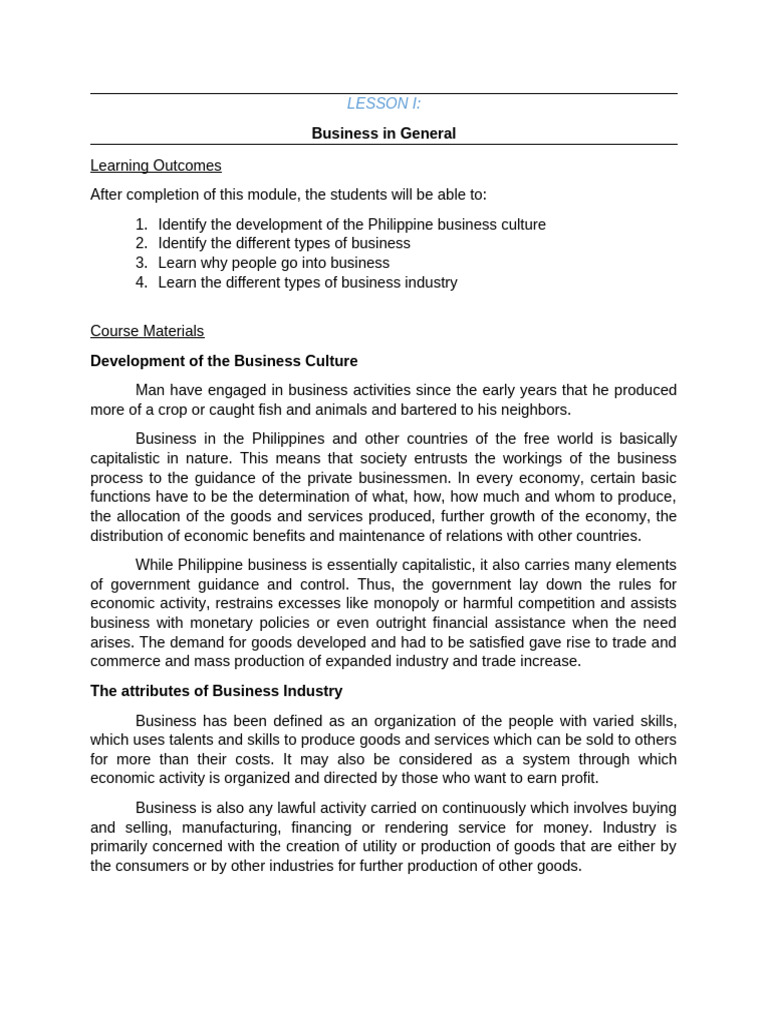 LESSON I Industrial Organization and Management | PDF | Corporations ...