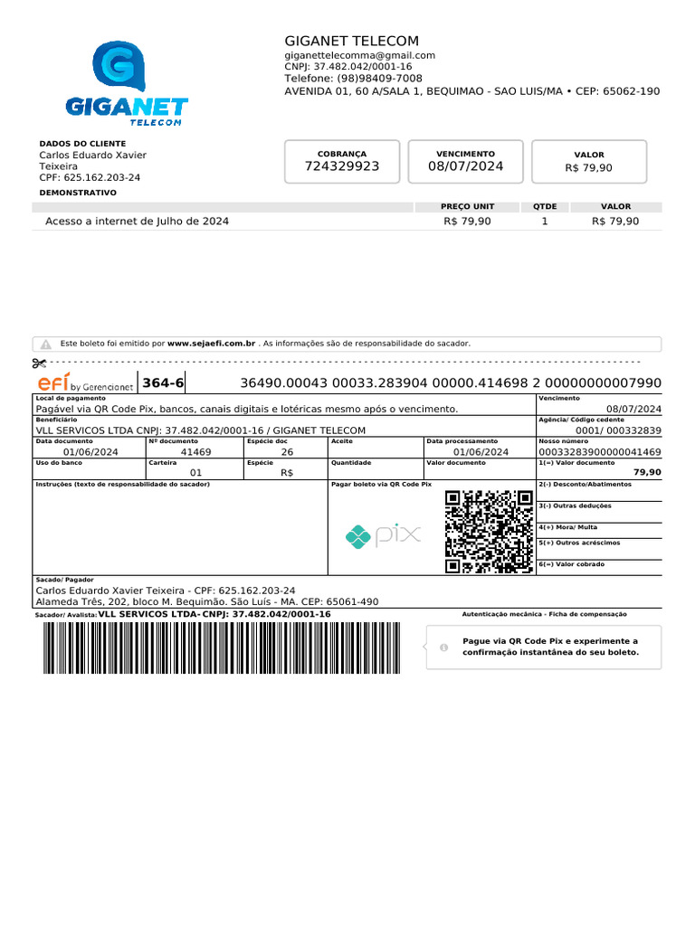 Comprovante Internet | PDF