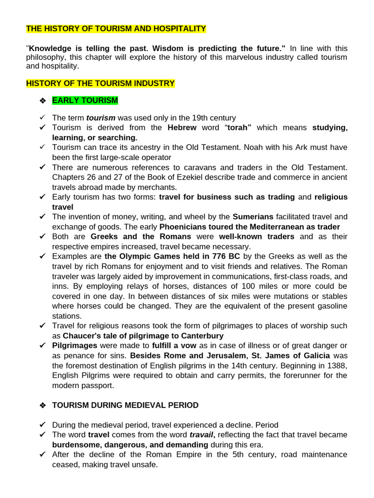 History of Tourism | PDF