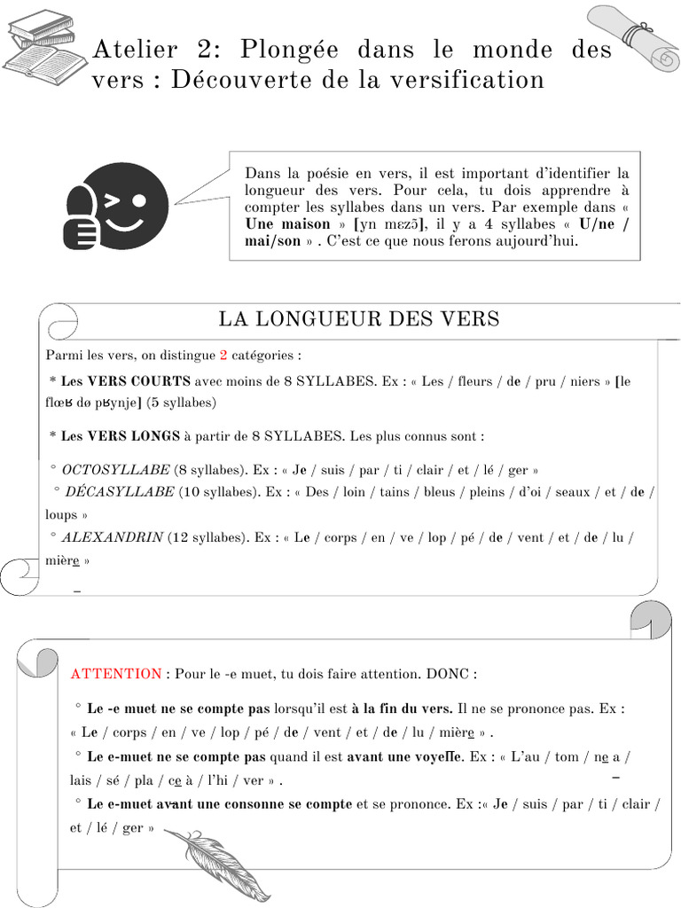 Types de vers en poésie 6ème | PDF