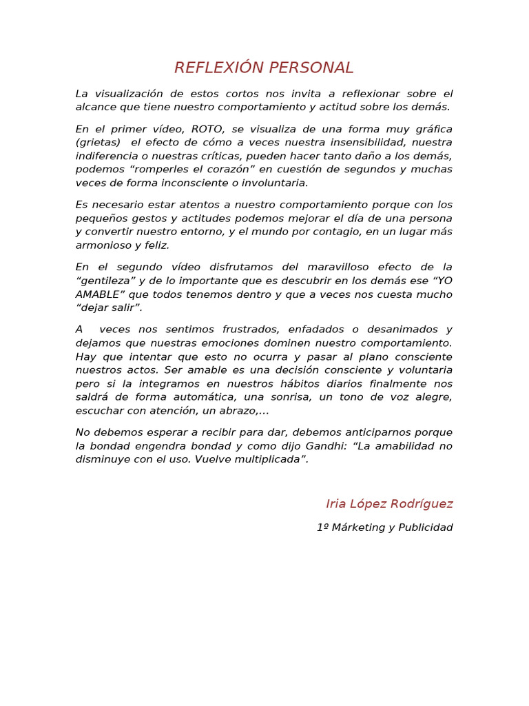 Reflexión Personal | PDF
