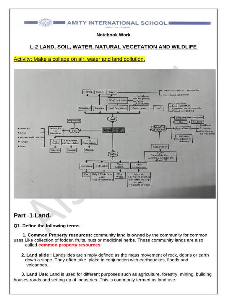 NOTEBOOK WORK LAND SOIL,WATER, NATURAL RESOURCES | PDF