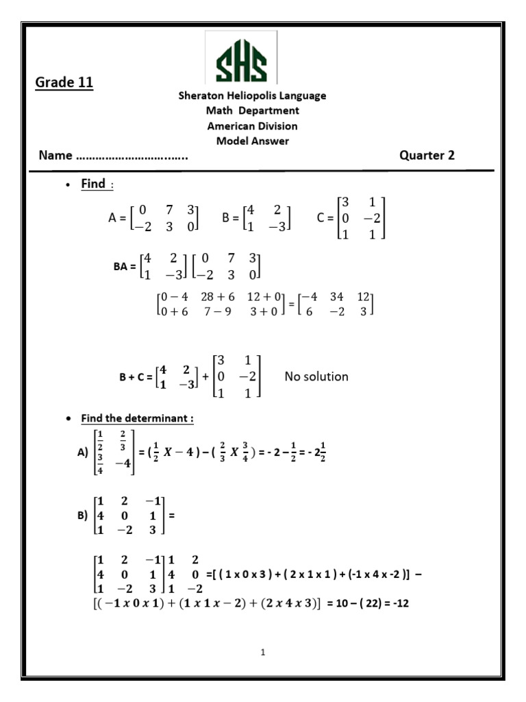 Model Answer Quarter 2 Grade 11 - Copy-2 | PDF