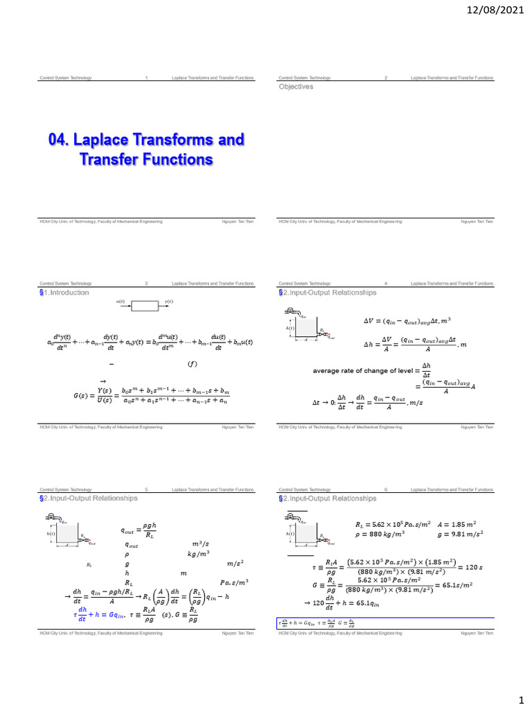 Ch.04 Laplace Transforms and Transfer Functions | PDF