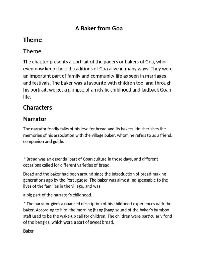 A Baker From Goa | PDF