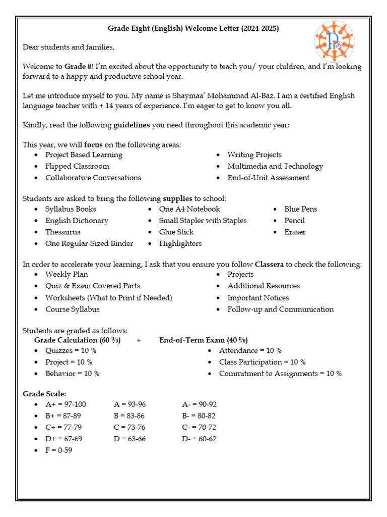 English Welcome Letter | PDF