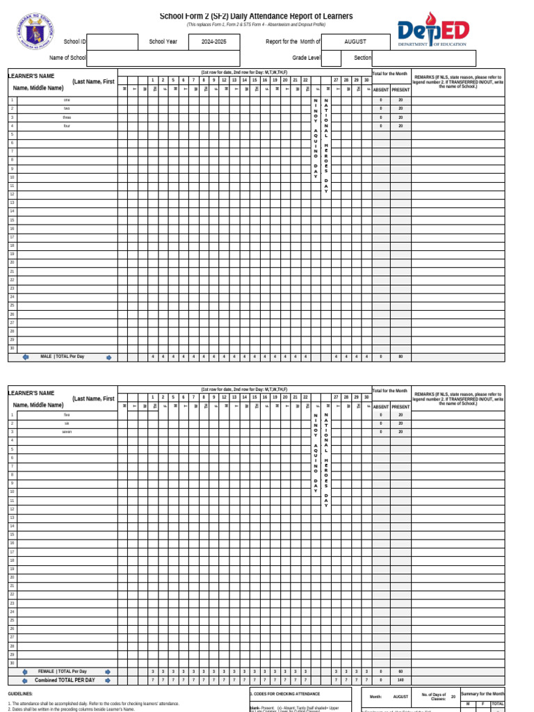 Automated SF2 EFiles August 2024 | PDF