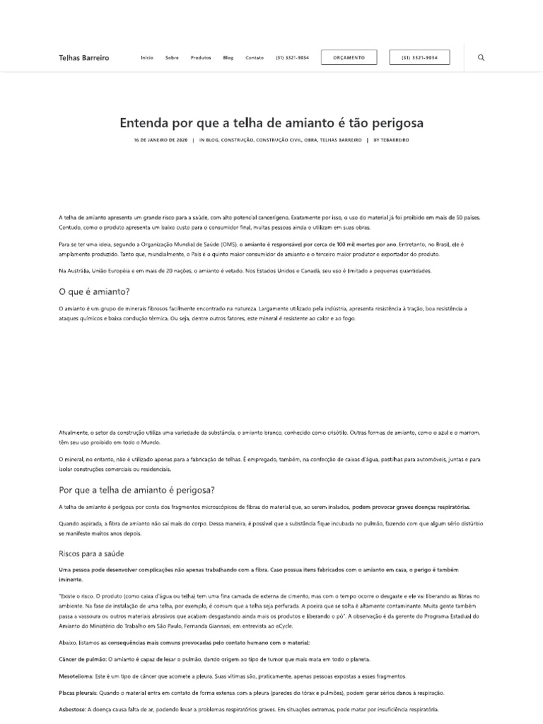 Amianto em Telhas de Losalite | PDF