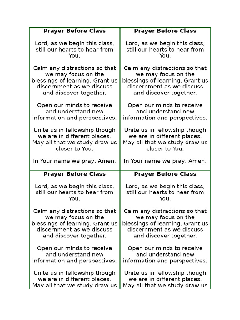 Prayer Before Class | PDF