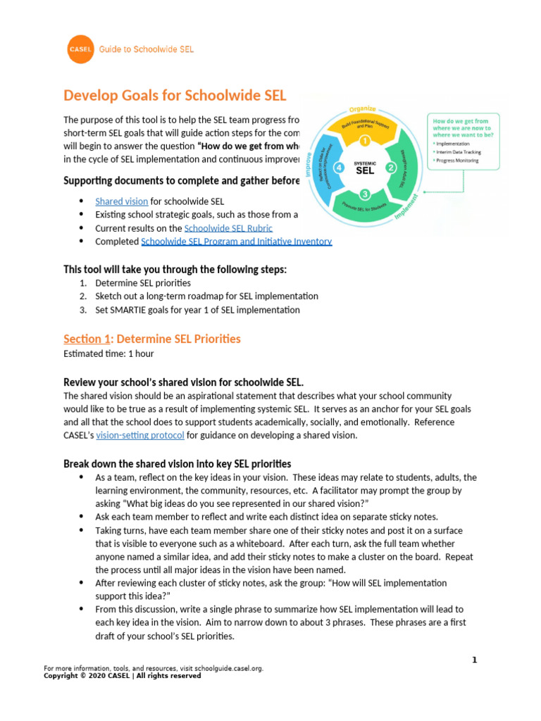 2020.11.6 - Develop SMARTIE Goals For Schoolwide SEL 4.6.20 4 | PDF