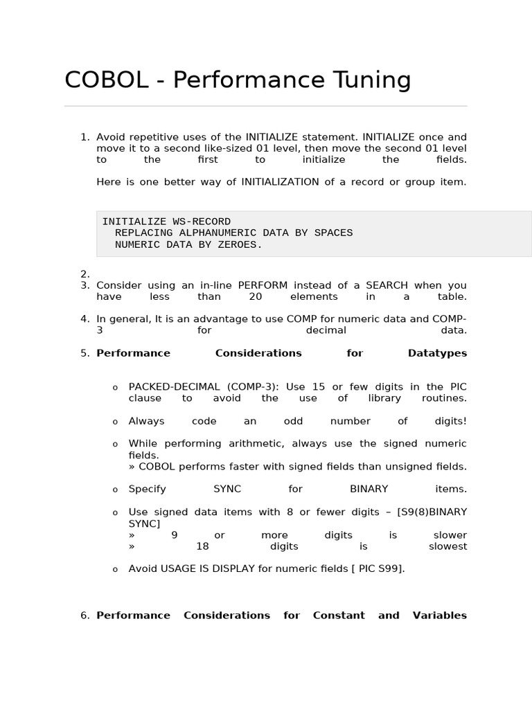 Cobol Performance Tuning | PDF Cobol Performance Tuning | PDF