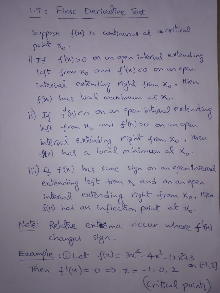 1.5-First and Second Derivative Tests | PDF